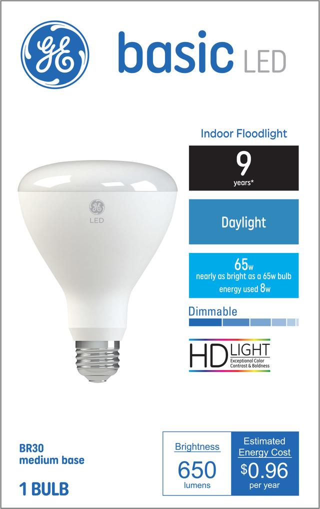 GE Basic LED 65 Watt Replacement, Daylight, BR30 Indoor Floodlight ...