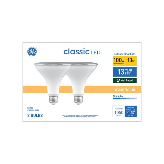 GE Classic LED 100 Watt Replacement, Warm White, PAR38 Outdoor ...