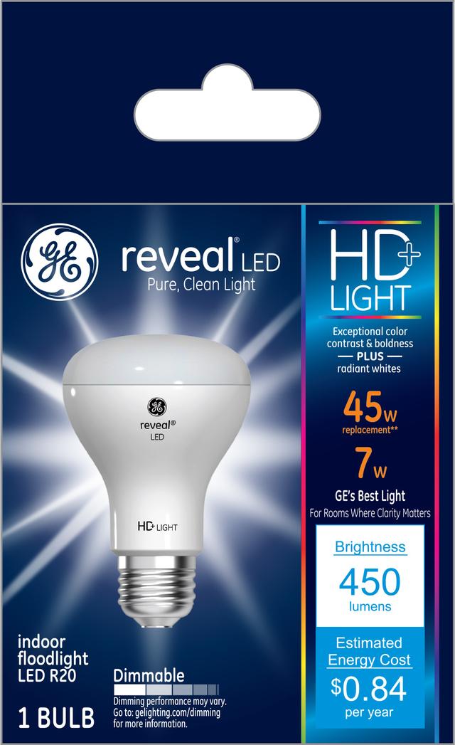 GE Reveal HD+ LED 45 Watt Replacement, Reveal, R20 Indoor Floodlight ... GE Reveal HD+ LED 45 Watt Replacement, Reveal, R20 Indoor Floodlight ...