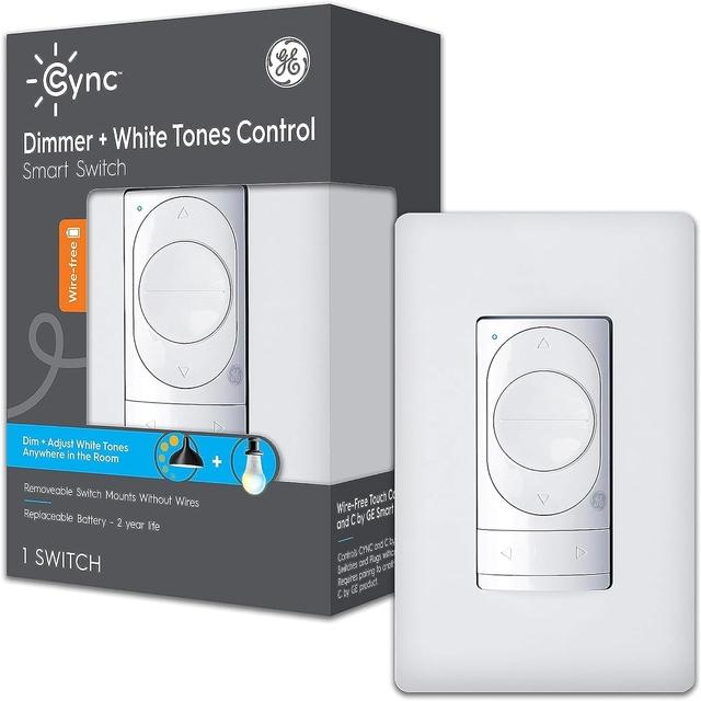 GE Cync Smart Wire-Free Dimmer Light Switch with White Tones Control ...
