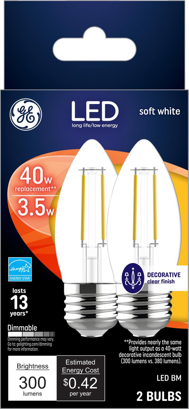 GE Classic LED 40 Watt Replacement, Soft White, B11 Deco - Candle Bulbs ...