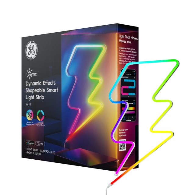 GE Cync Dynamic Effects Smart LED Shapeable Light, Color Changing Light ...