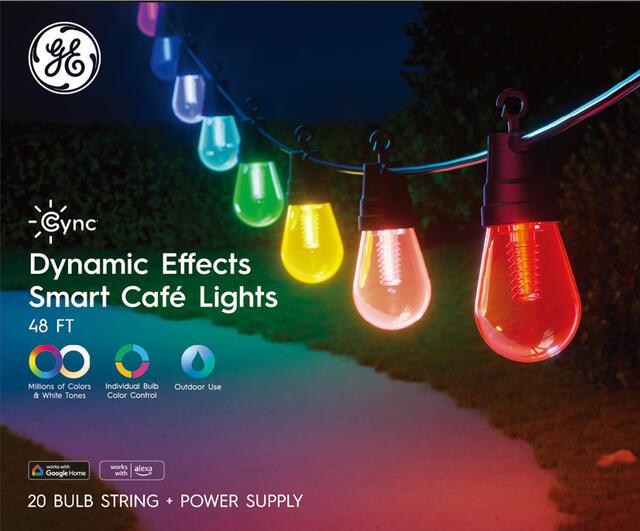 GE Cync Dynamic Effects Smart Cafe Lights, Color Changing Patio String ...