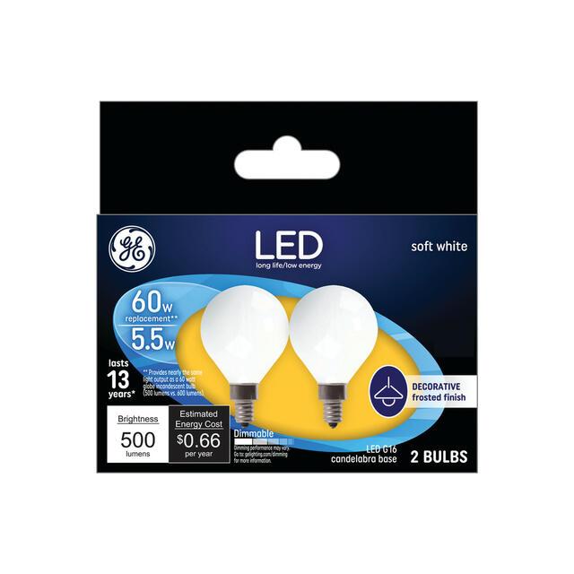 GE Classic LED 60 Watt Replacement, Soft White, G16.5 Vanity - Globe ...