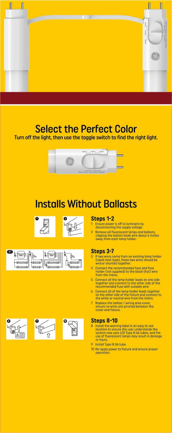 GE Ultra Bright LED 40 Watt Replacement, Warm White, T8 LED Tube Bulb ...