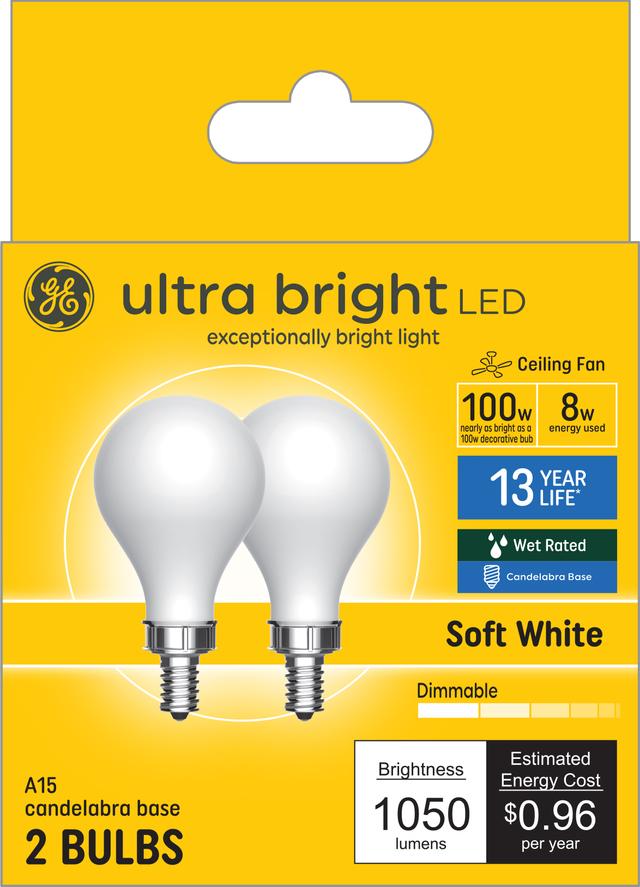 GE Ultra Bright LED 100 Watt Replacement, Soft White, A15 Ceiling Fan ...