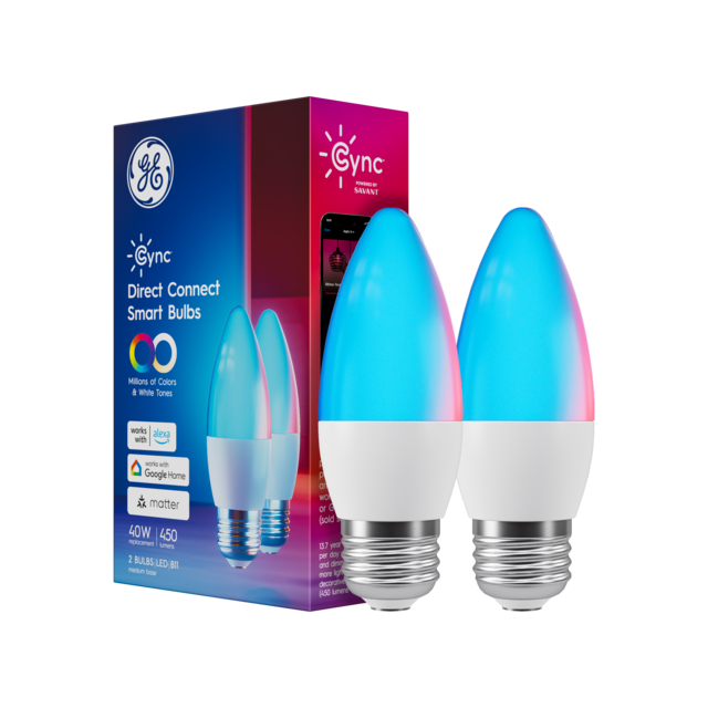 GE Cync B11 Smart LED Light Bulb, Color Changing WiFi Light, Works with ...