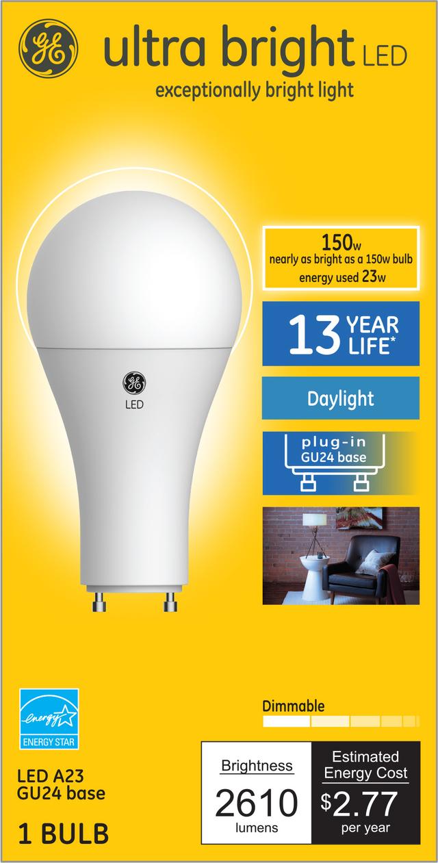GE Ultra Bright LED 150 Watt Replacement, Daylight, A23 General Purpose ...