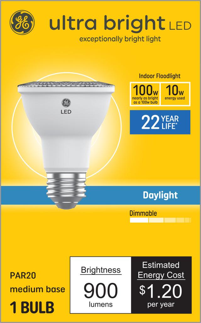 GE Ultra Bright LED 100 Watt Replacement, Daylight, PAR20 Indoor ...