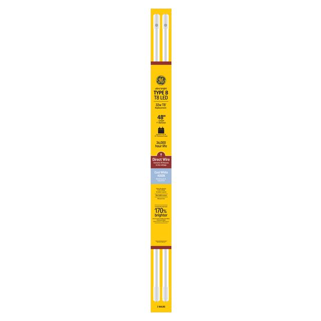 GE Ultra Bright LED 150 Watt Replacement, Cool White, T8 LED Tube Bulbs ...