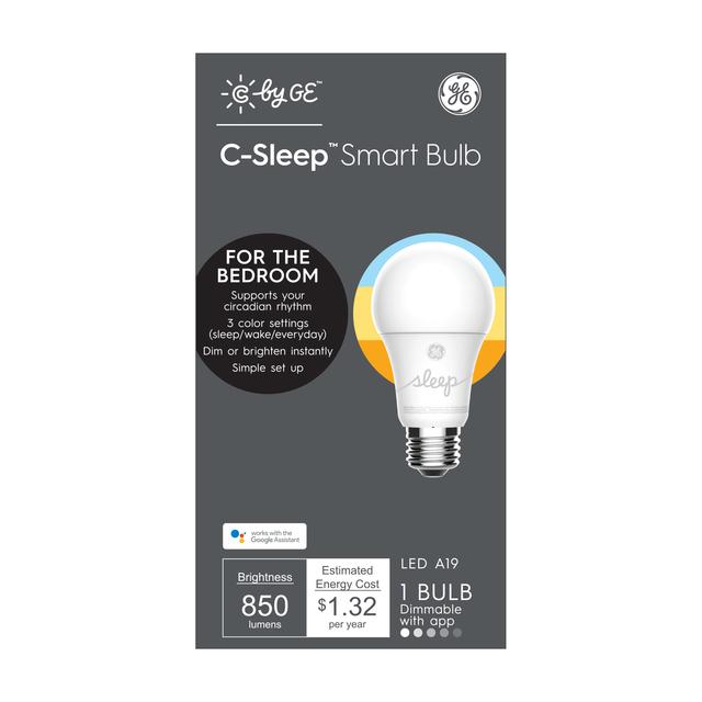 GE C-Sleep Smart Bulb for the Bedroom, 3-Color Settings, Works with Google Assistant