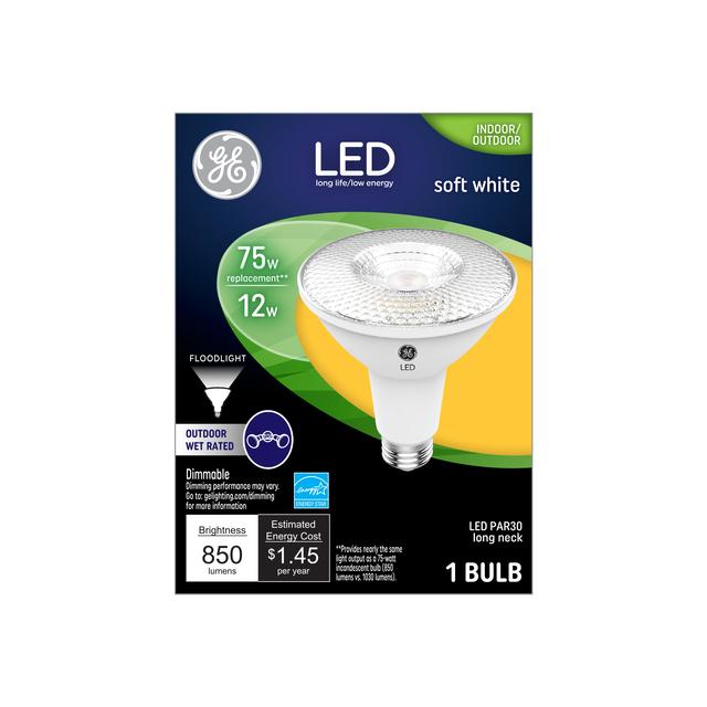 GE LED Light Bulb, 75 Watt Replacement, Soft White, PAR30L Outdoor ...