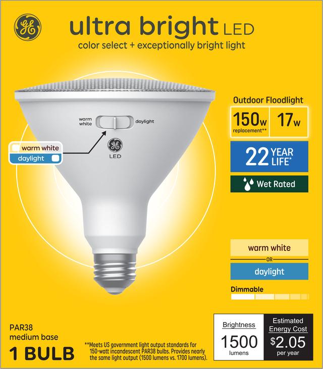 GE Ultra Bright LED 150 Watt Replacement, Daylight, PAR38 Outdoor ... GE Ultra Bright LED 150 Watt Replacement, Daylight, PAR38 Outdoor ...