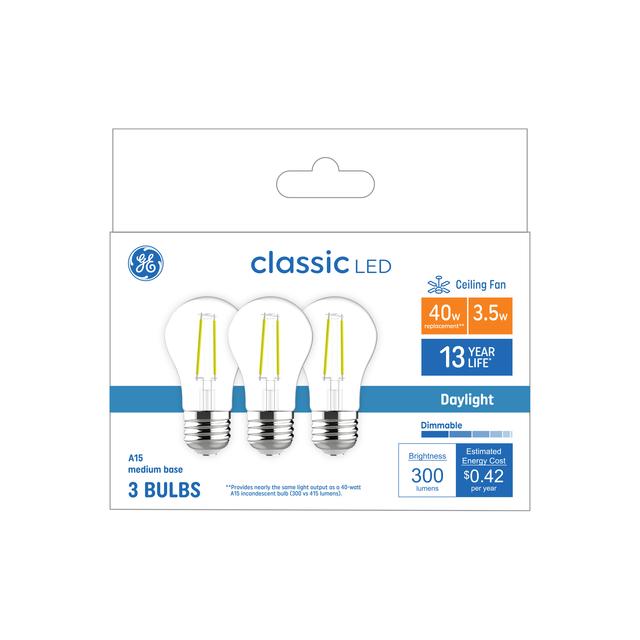GE Classic A15 LED Light Bulbs, Ceiling Fan Bulbs, 40 Watt Replacement ...