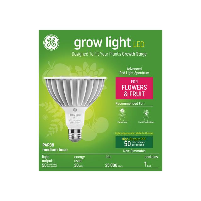 GE Grow Light for Plants, PAR38 LED Light Bulbs for Flowers and Fruit ...