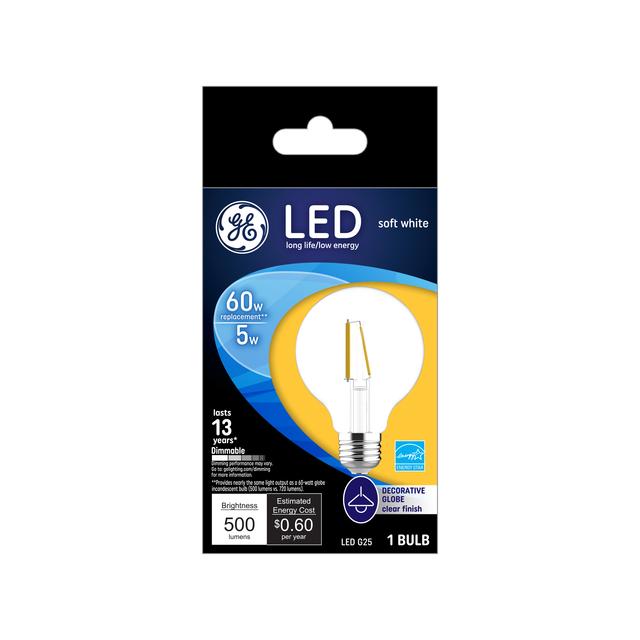 GE LED Light Bulb, 60 Watt Replacement, Soft White, G25 Vanity - Globe ...