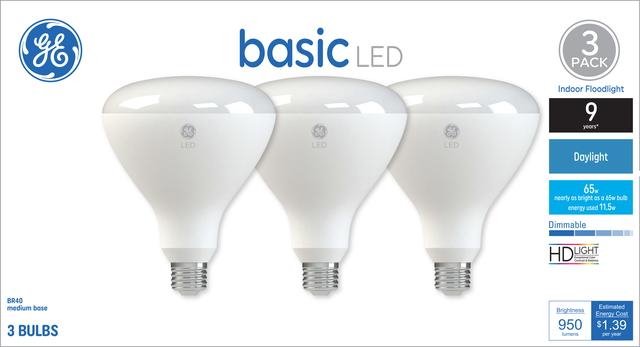 GE Basic LED 65 Watt Replacement, Daylight, BR40 Indoor Floodlight ...