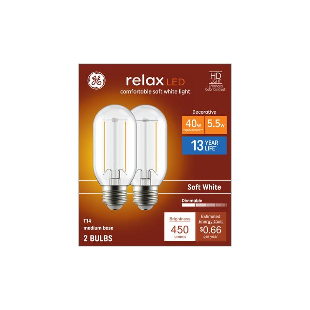 GE Relax HD T14 LED Light Bulbs, LED Tube Lights, 40 Watt Replacement ...