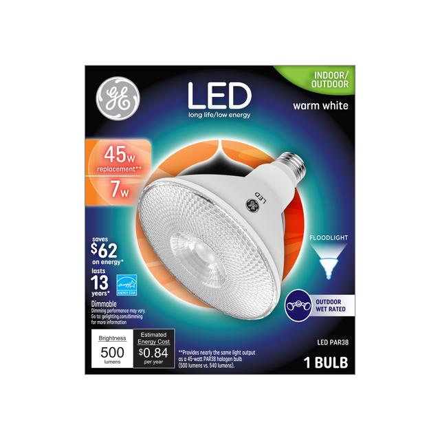 GE LED Light Bulb, 45 Watt Replacement, Warm White, PAR38 Outdoor ...
