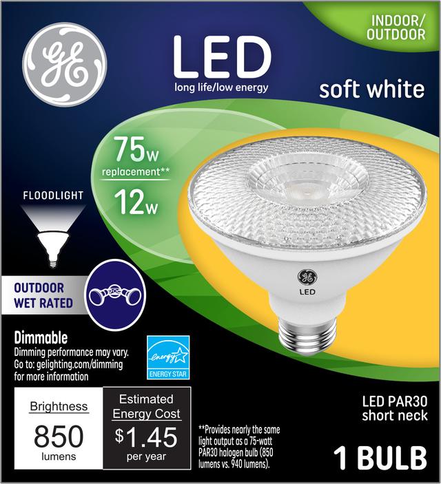 GE LED Light Bulb, 75 Watt Replacement, Soft White, PAR30 Outdoor ...