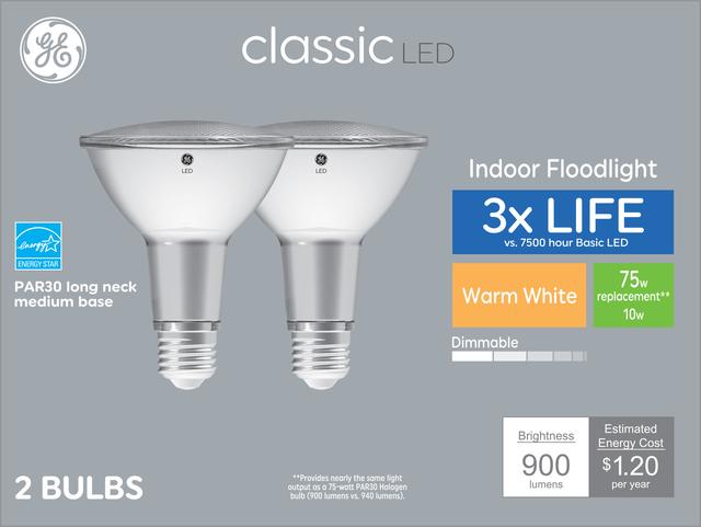 GE Classic LED 75 Watt Replacement, Warm White, PAR30L Indoor ... GE Classic LED 75 Watt Replacement, Warm White, PAR30L Indoor ...