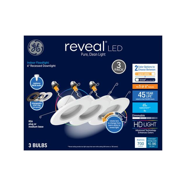 GE Reveal HD+RS6 LED Recessed Downlight Fixture, 65 Watt Replacement ...