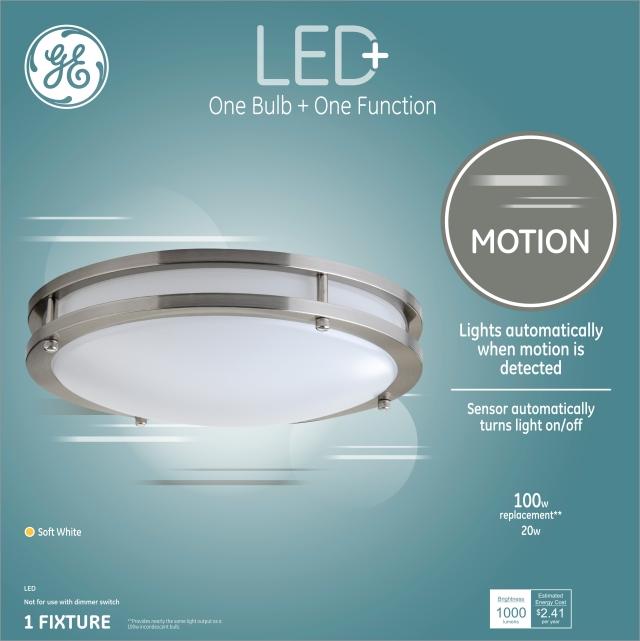 GE LED+ Motion Soft White 100W Replacement Integrated LED Ceiling ...