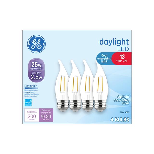 GE LED Light Bulbs, CA11 Decorative Candle Bulbs, 25 Watt Replacement ...