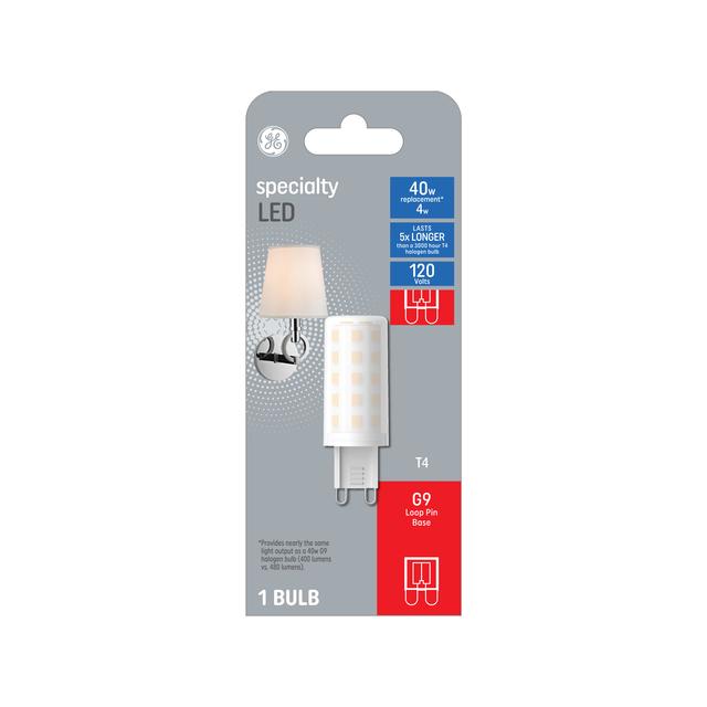GE Specialty LED Light Bulb, T4 Bulb, 40 Watt Replacement, G9 Loop Pin Base