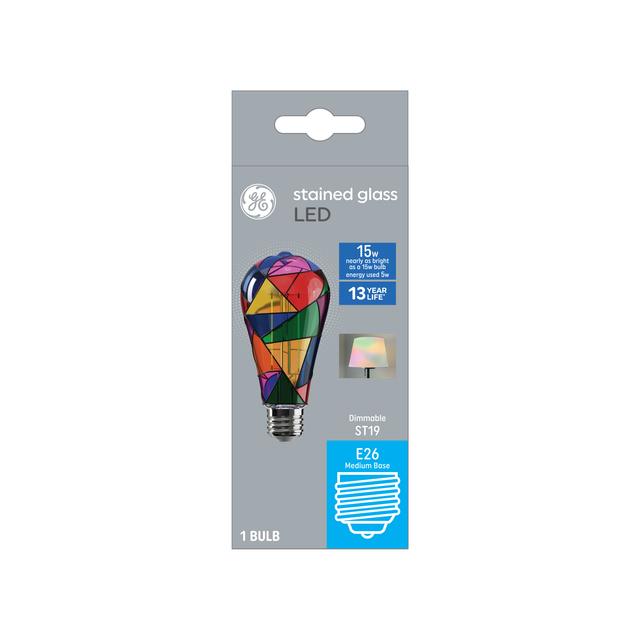 GE Stained Glass LED Light Bulb, ST19 Edison Style Bulb, Multicolor