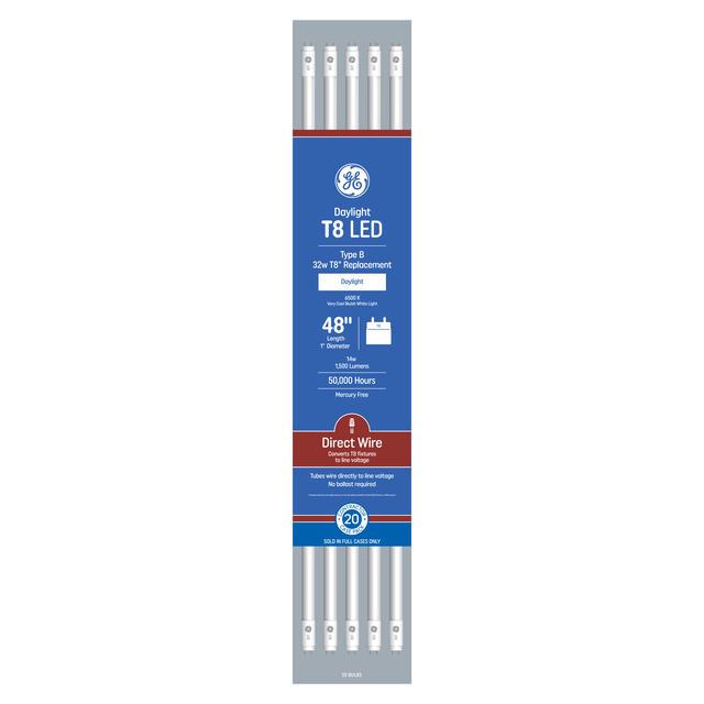 GE LED Direct Wire Daylight 14 Watt 47.78 Inches T8 G13 Base LED Tube ...
