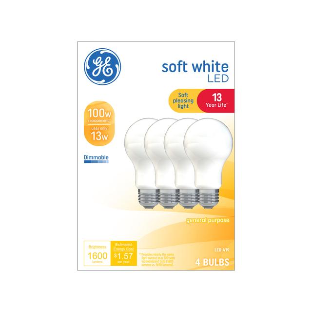 GE Classic LED 100 Watt Replacement, Soft White, A19 General Purpose ...