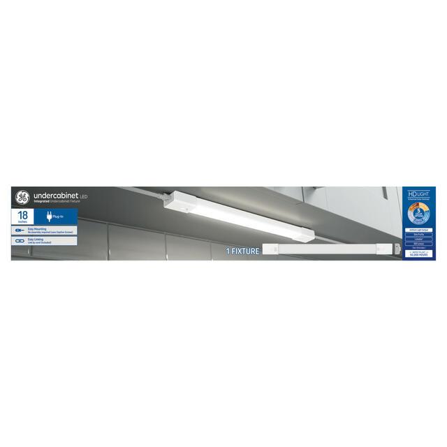 GE LED Undercabinet Light Fixture, Plug-in Integrated Bar Light, 18in ...