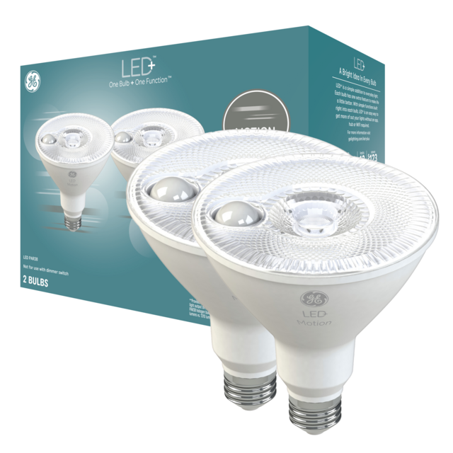 GE LED+ Motion Sensor LED Light Bulb, PAR38 Outdoor Security Floodlight ...