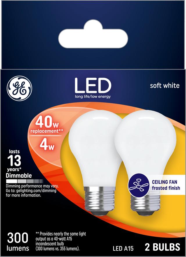 GE Classic LED 40 Watt Replacement, Soft White, A15 Ceiling Fan Bulbs ...