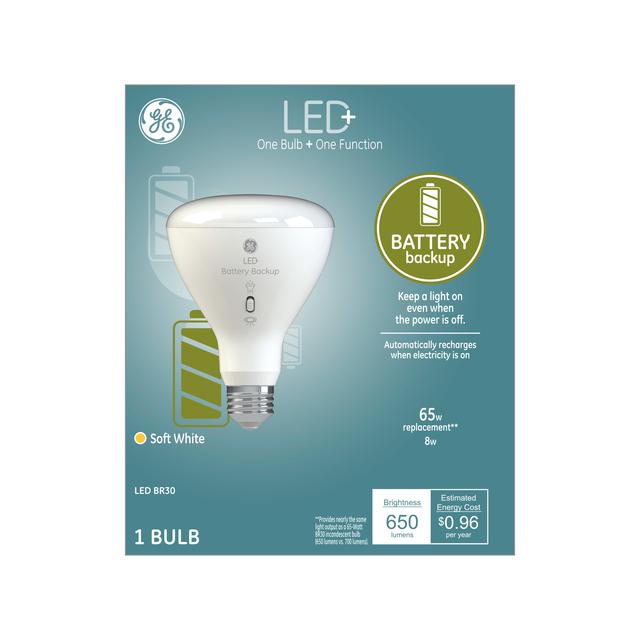 GE LED+ Battery Backup BR30 LED Light Bulbs, Indoor Floodlight with ...