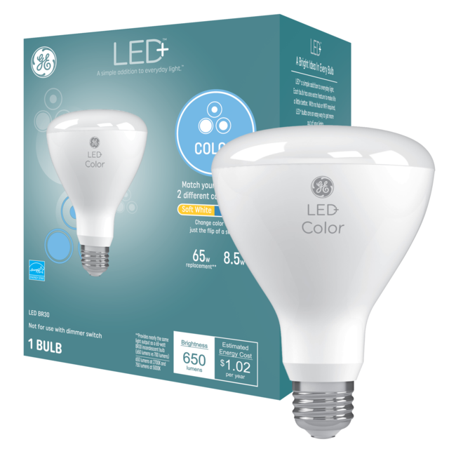 GE LED+ Color Changing LED Light Bulb, BR30 Indoor Floodlight Bulbs ...
