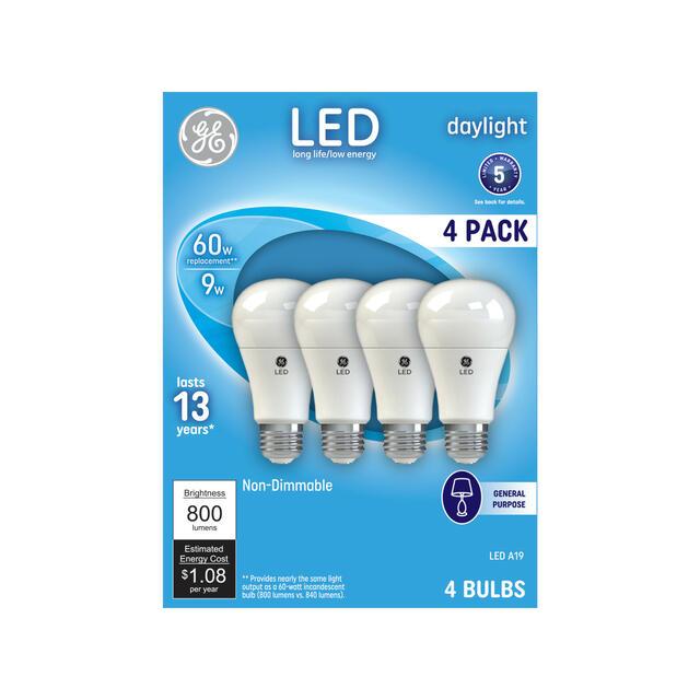 GE LED Light Bulbs, A19 General Purpose Bulbs, 60 Watt Replacement ...