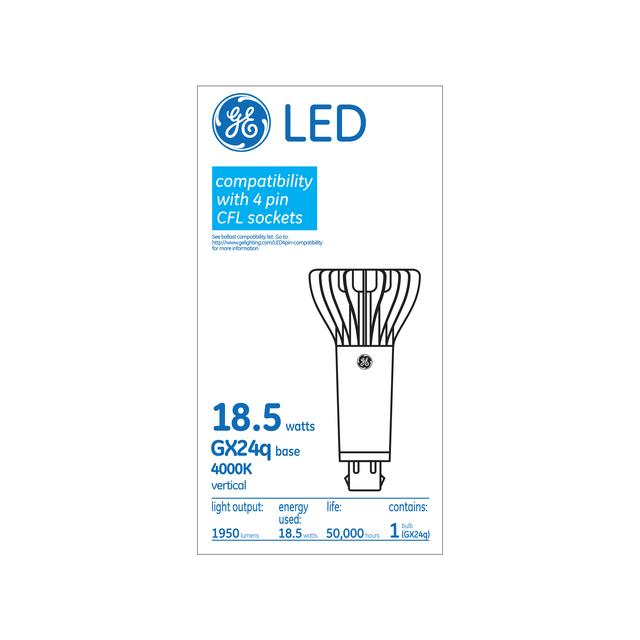 GE LED Compatible with 4 Pin CFL Sockets, 18.5 Watt, GX24q Base