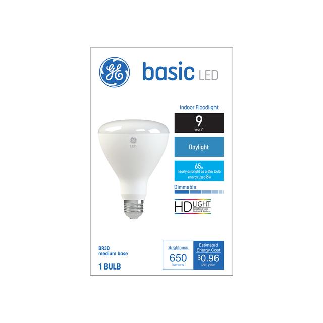 GE Basic LED 65 Watt Replacement, Daylight, BR30 Indoor Floodlight ...