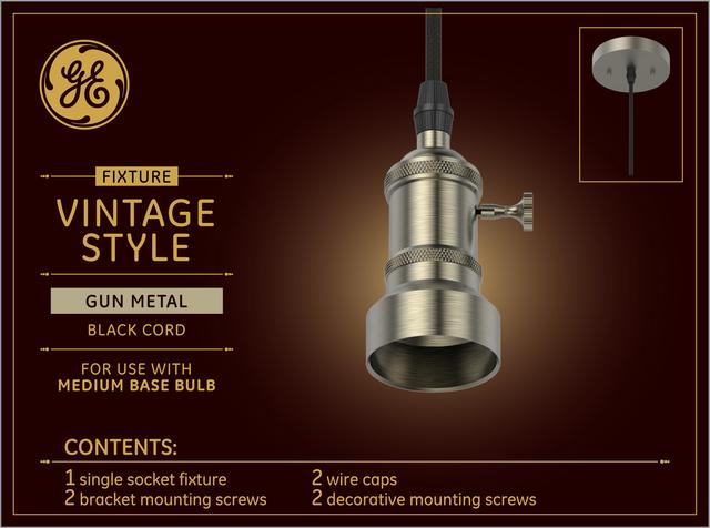 GE Vintage Style Gun Metal Pendant Fixture