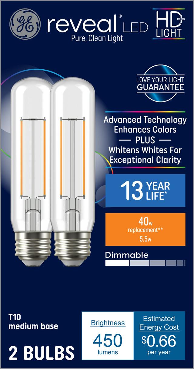 GE Reveal HD+ LED 40 Watt Replacement, Reveal, T10 Deco - Tubular Bulbs ...