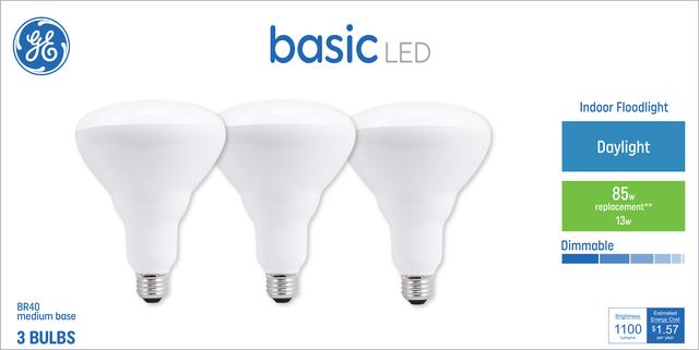GE Basic LED 85 Watt Replacement, Daylight, BR40 Indoor Floodlight ...
