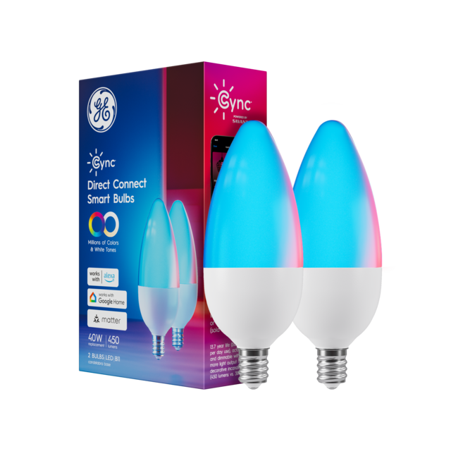 GE Cync B11 Smart LED Light Bulb, Color Changing WiFi Light, Works with ...