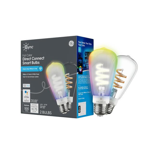GE Cync ST19 Smart LED Light Bulbs, Color Changing Edison Style Light ...