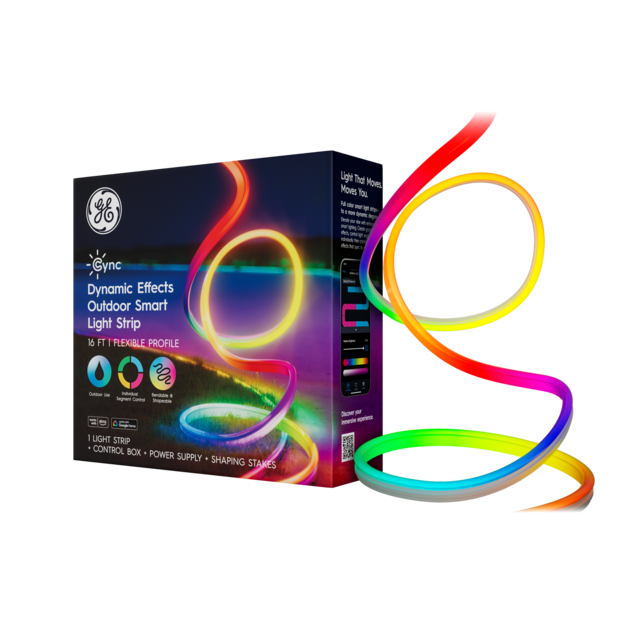GE Cync Dynamic Effects Smart LED Outdoor Shapeable Light Strip, Color ...