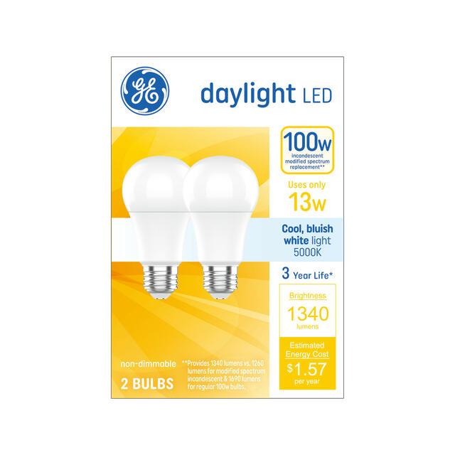GE Basic LED 100 Watt Replacement, Daylight, A19 General Purpose Bulbs ...